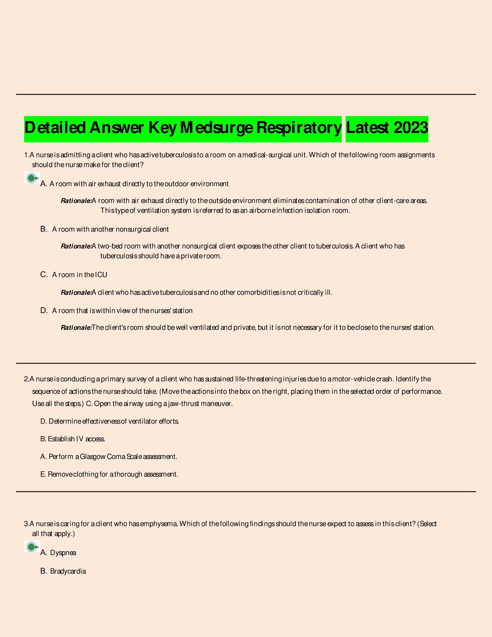 ATI Medical Surgical Respiratory Detailed Answer Key LATEST VERSION ...
