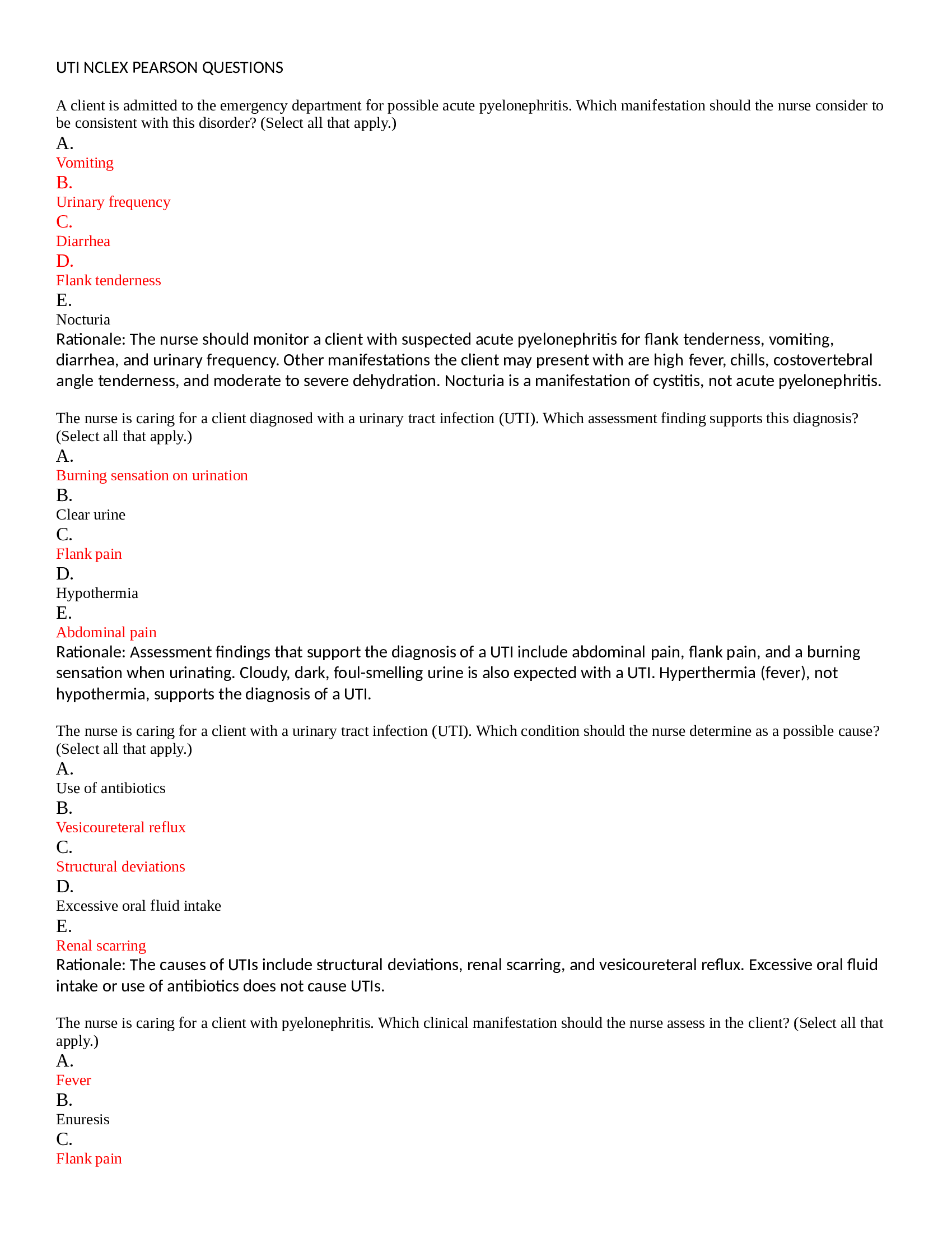 [Answered] UTI NCLEX PEARSON QUESTIONS WITH ANSWERS, 2022, 2023 ...