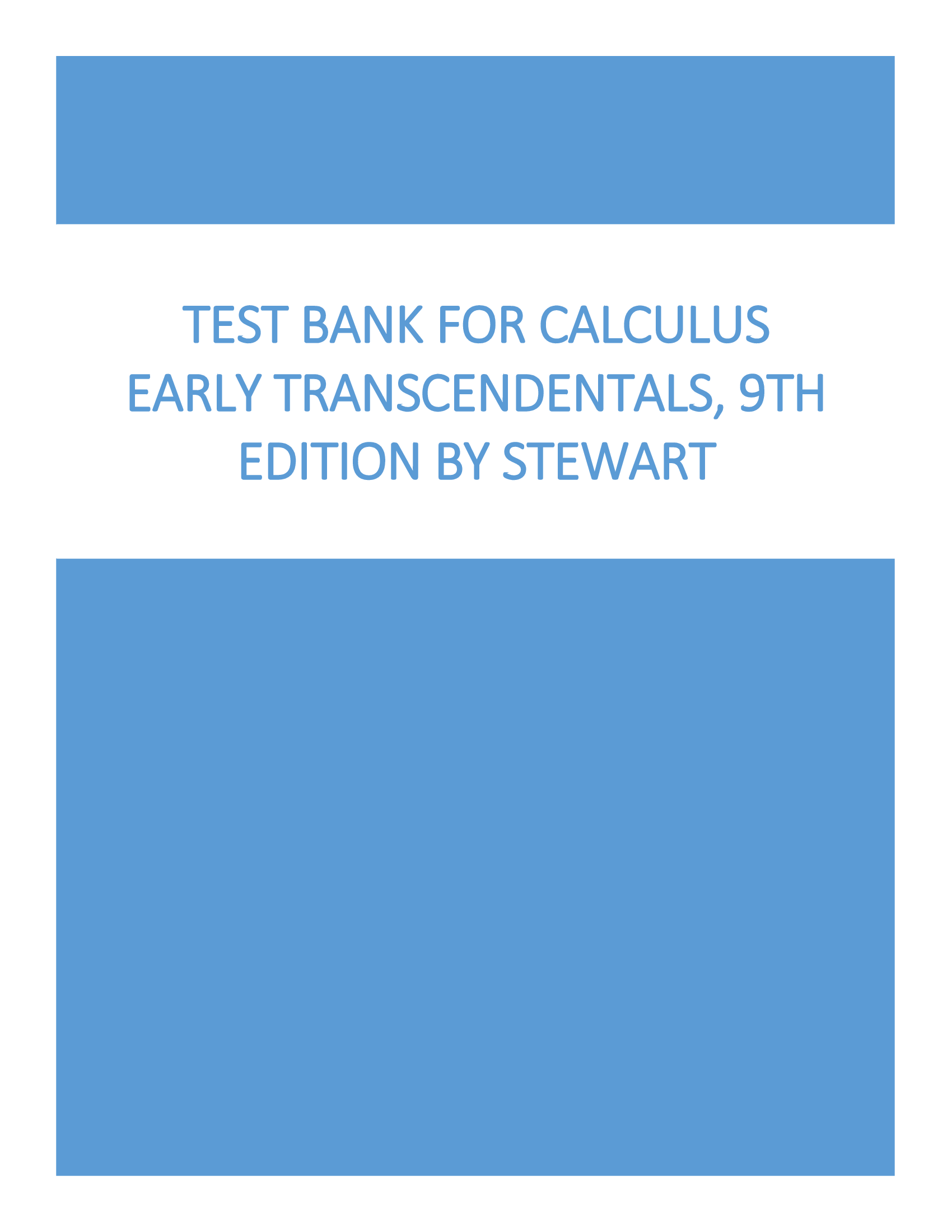 Test Bank for Calculus Early Transcendentals, 9th Edition By Stewart ...