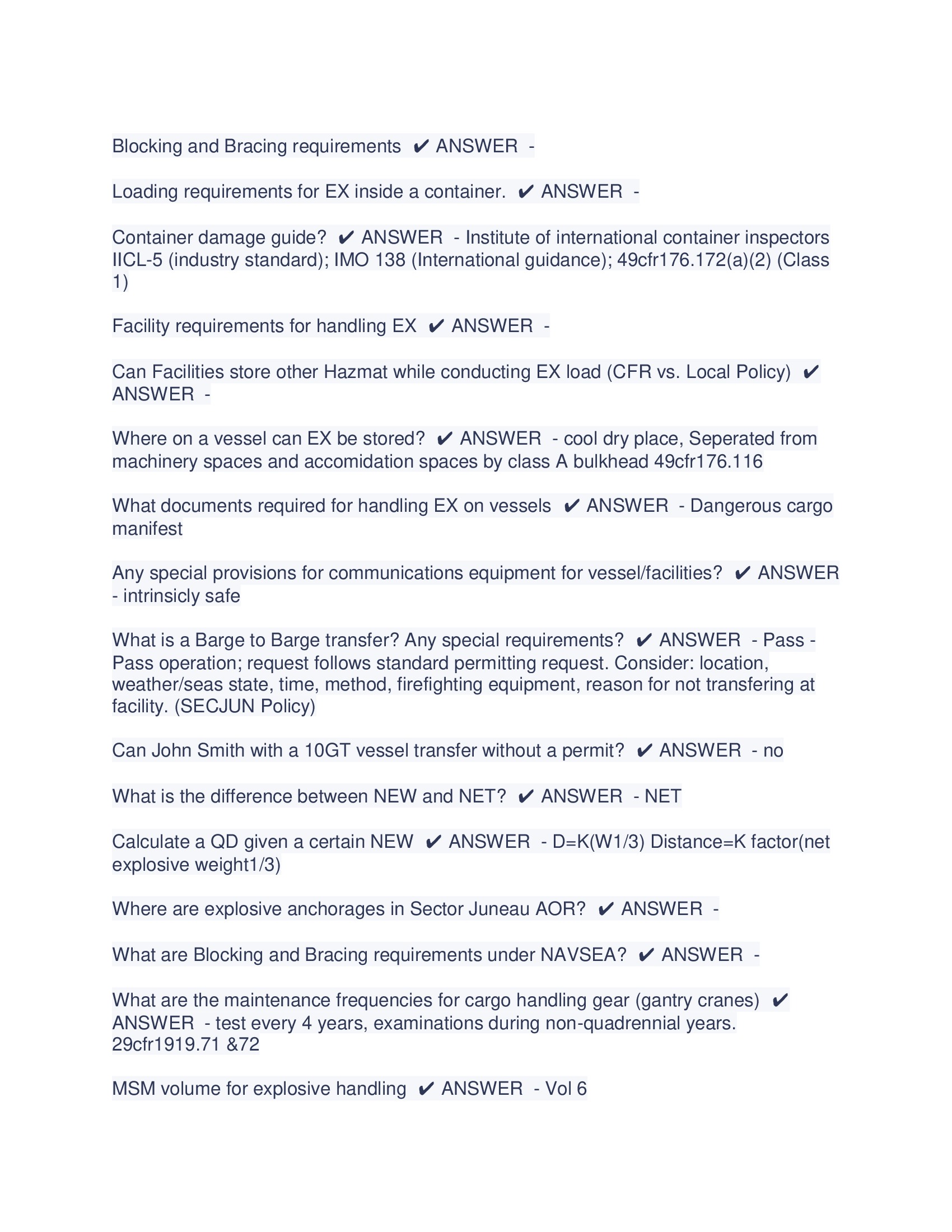 Containers & Explosives Exam Questions With Answers 100% Correct ...