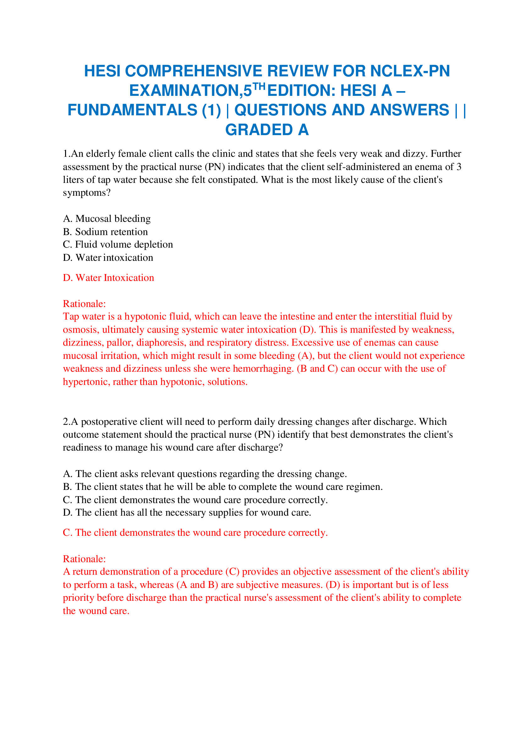 HESI COMPREHENSIVE REVIEW FOR NCLEX-PN EXAMINATION,5THEDITION: HESI A ...